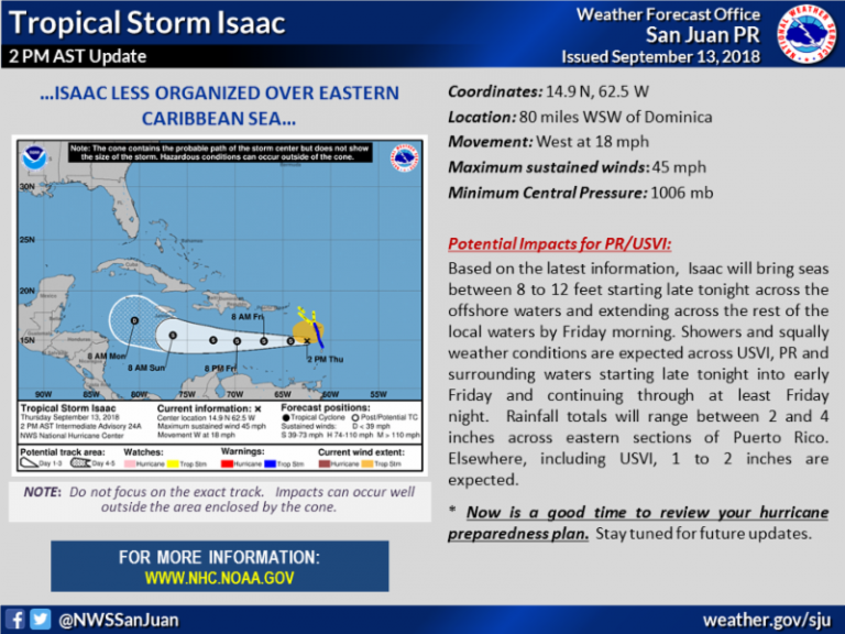 Tropical Storm Isaac to pass south of St. Croix - Government of the ...